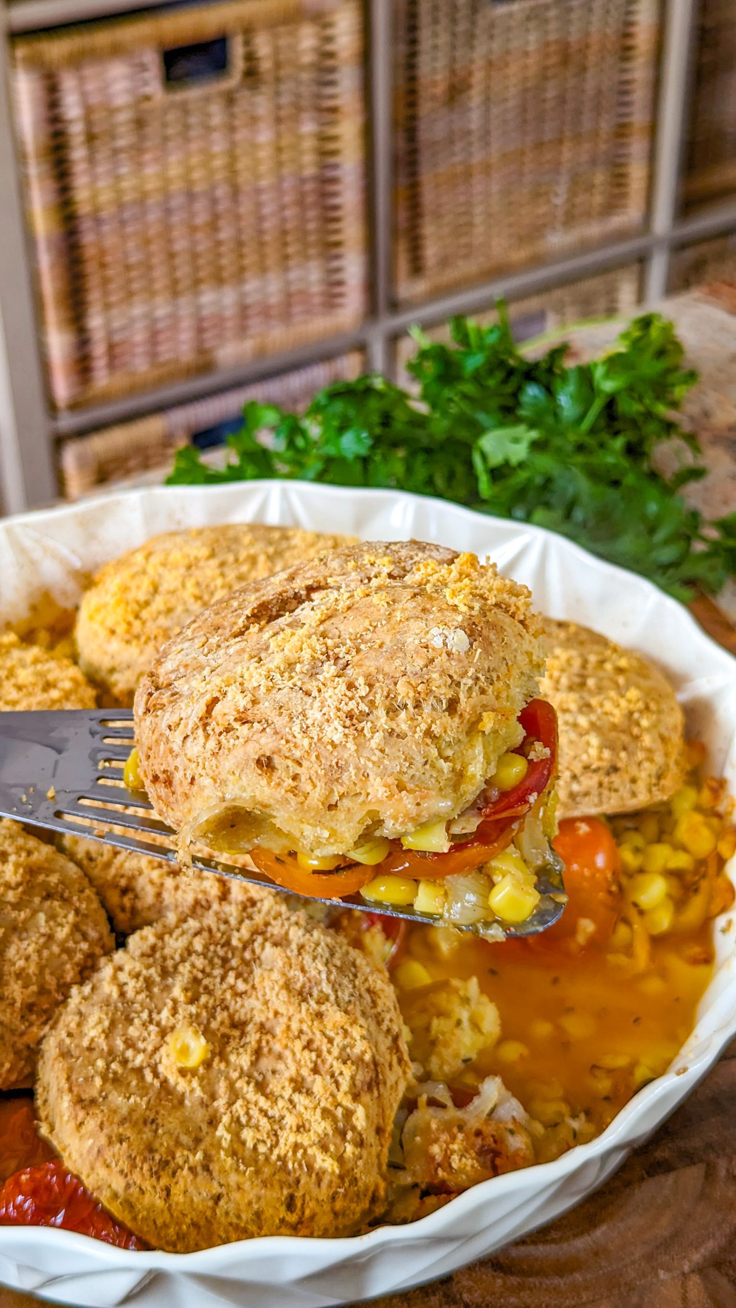 Tomato, corn, ricotta & parmesan cobbler - Home Chef World