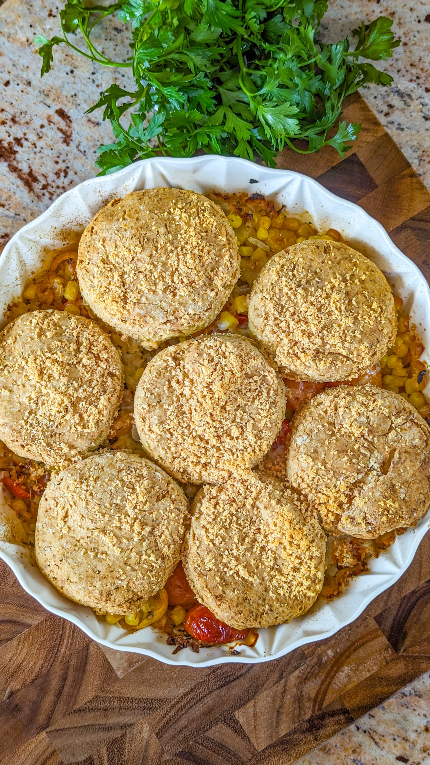 Tomato, corn, ricotta & parmesan cobbler - Home Chef World